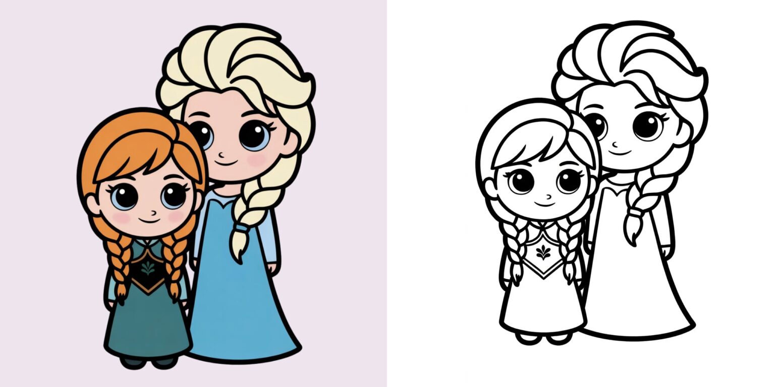 20 Coloriages Anna et Elsa gratuits